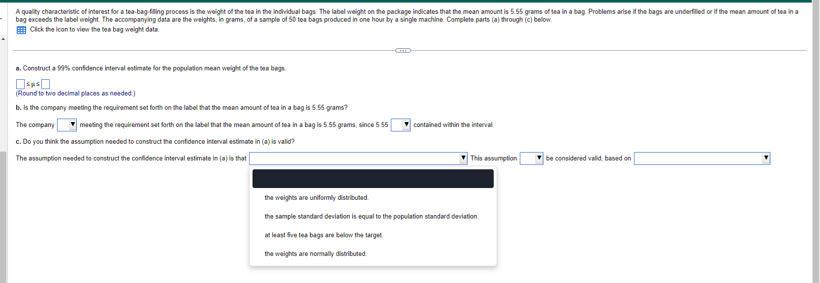 bag exceeds the label weight. The accompanying data | Chegg.com