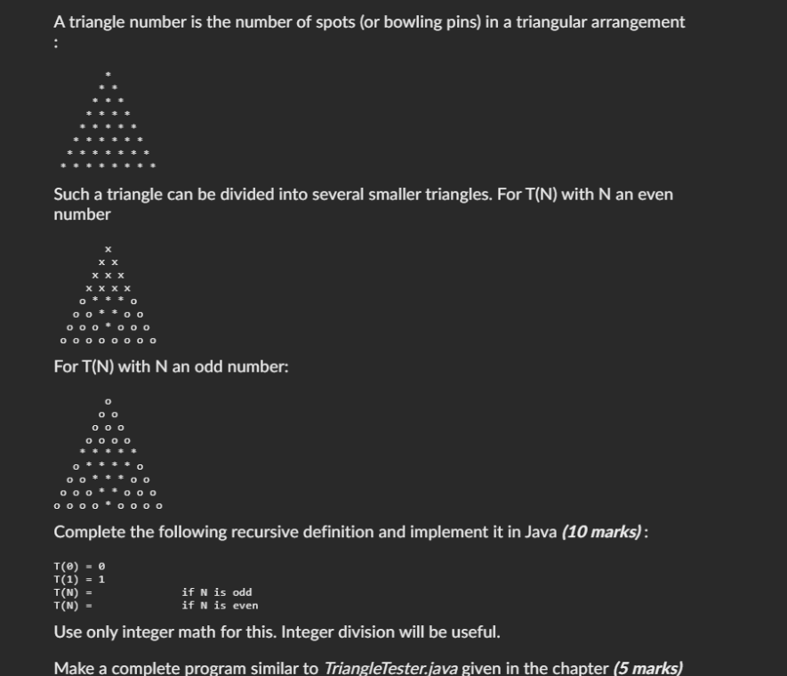 Solved A triangle number is the number of spots (or bowling | Chegg.com