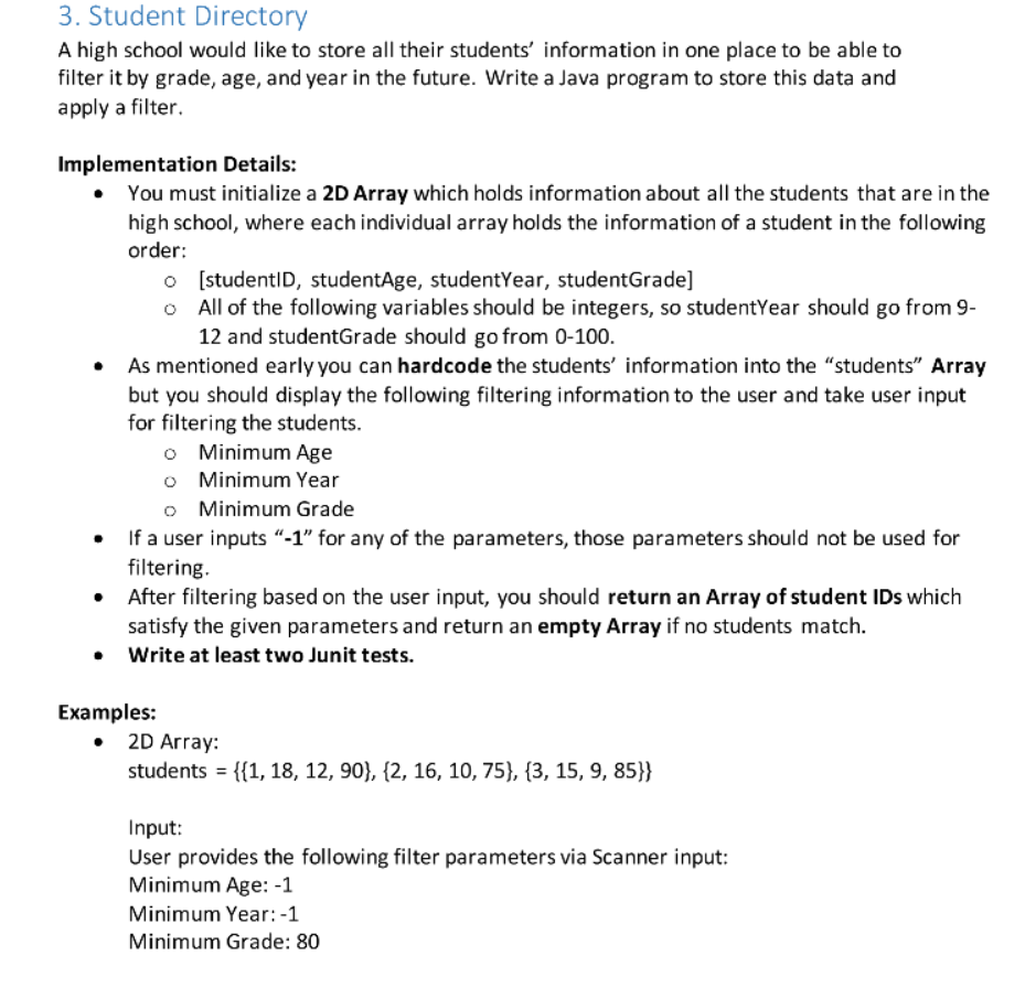 Solved 3. Student Directory A high school would like to | Chegg.com