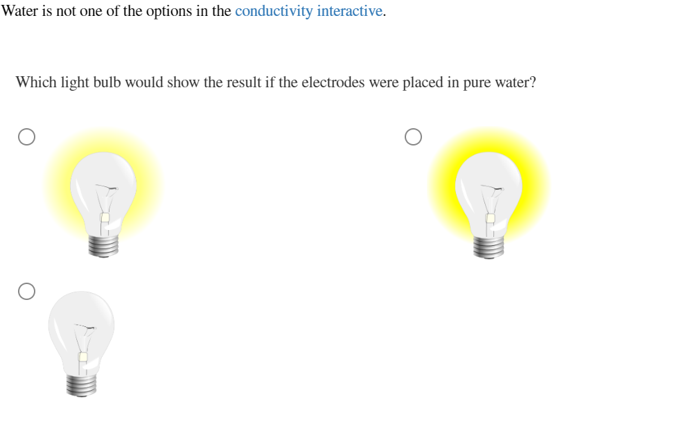 Solved Water is not one of the options in the conductivity | Chegg.com