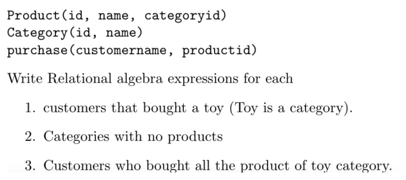 Solved Product (id, name, categoryid) Category (id, name) | Chegg.com