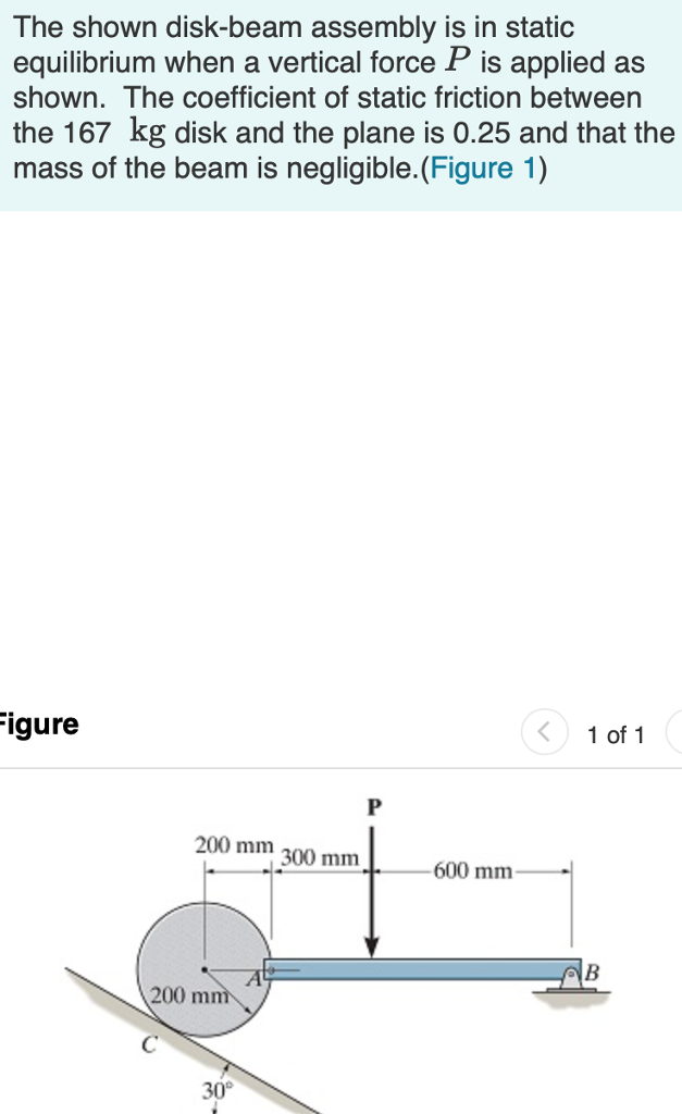 The shown disk-beam assembly is in static equilibrium | Chegg.com