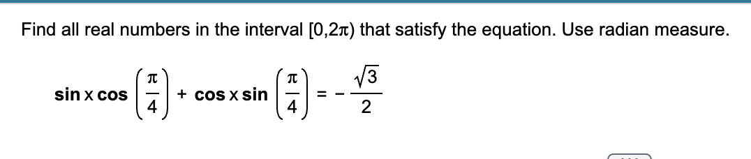 Solved Find all real numbers in the interval [0,2π) that | Chegg.com