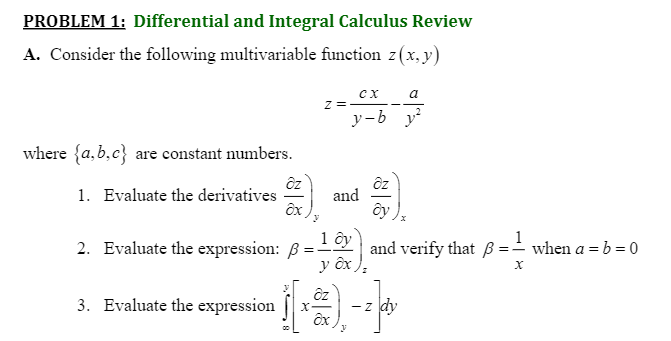 Solved PROBLEM 1: Differential and Integral Calculus Review | Chegg.com