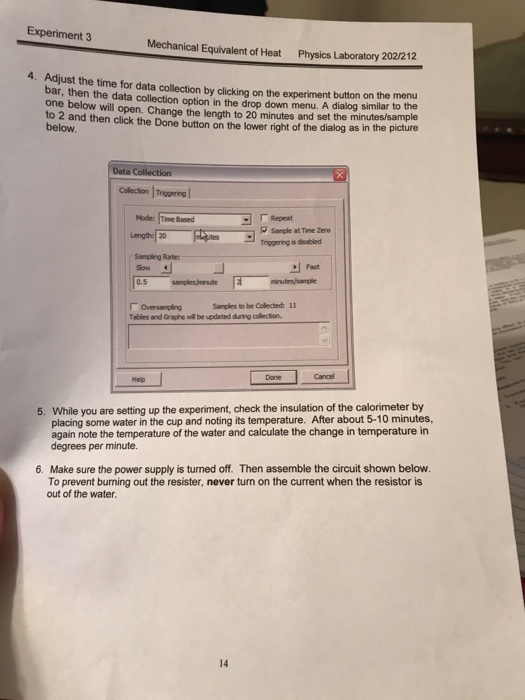 Experiment 3 Mechanical Equivalent of Heat Physics | Chegg.com