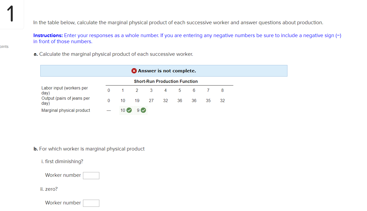 Solved In the table below, calculate the marginal physical | Chegg.com