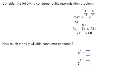 Solved Consider the following consumer utility maximization | Chegg.com