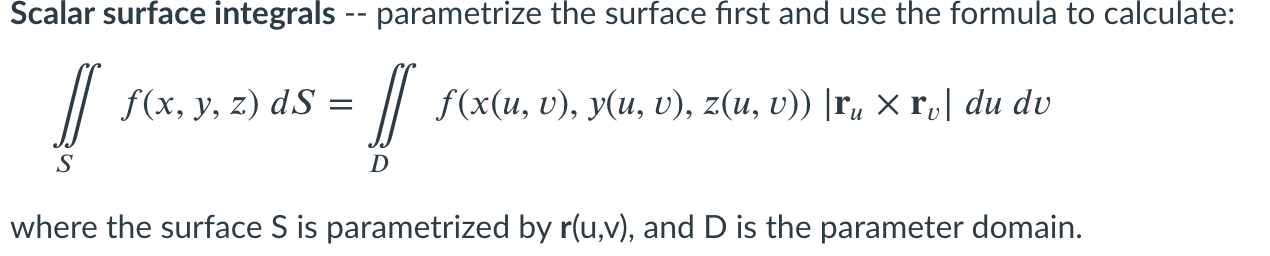 Solved Scalar surface integrals -- parametrize the surface | Chegg.com