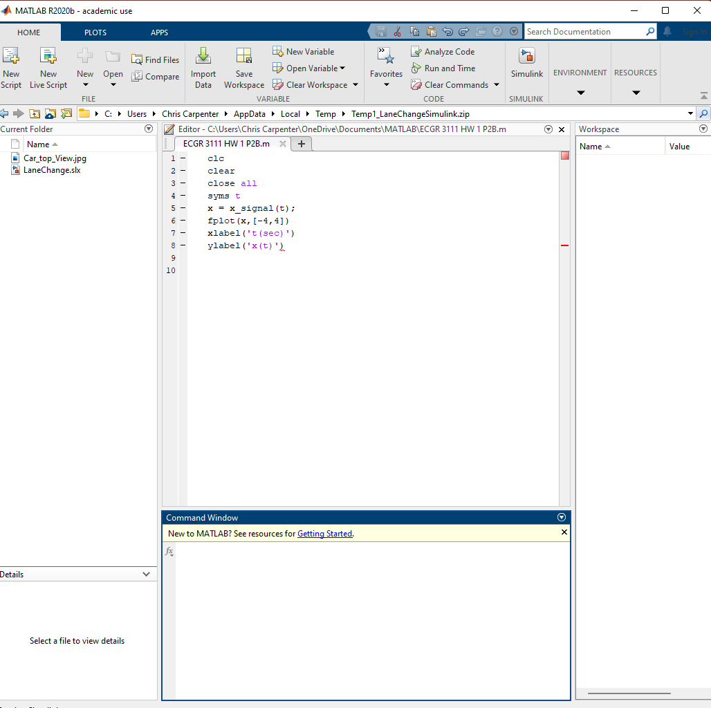 AMATLAB R2020b - academic use Х x Sign In Value | Chegg.com