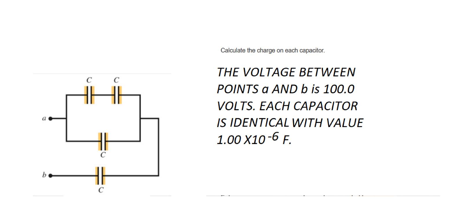 Solved Calculate the charge on each capacitor. THE VOLTAGE | Chegg.com