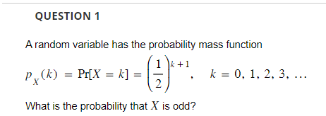 Solved A random variable has the probability mass function | Chegg.com