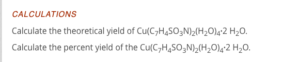 The experimental yield= 1.599g of Cu(C2H3O2)2 x | Chegg.com