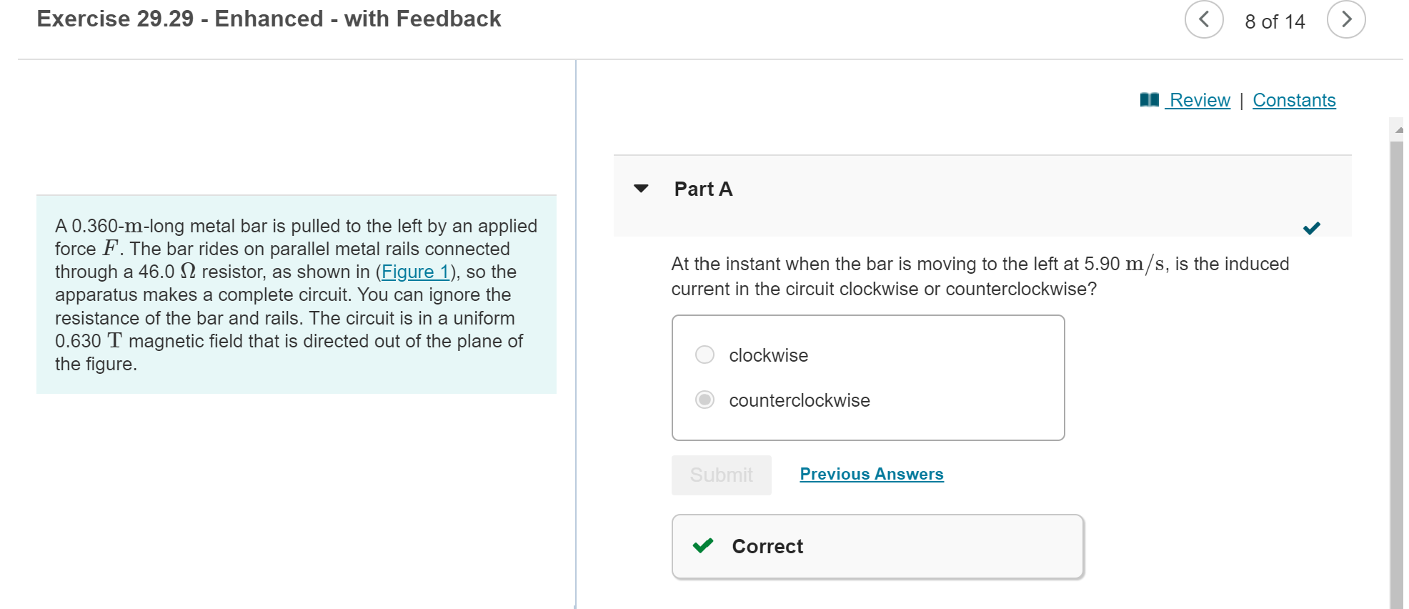 Solved Exercise 29.29 - Enhanced - with Feedback 8 of 14 A | Chegg.com