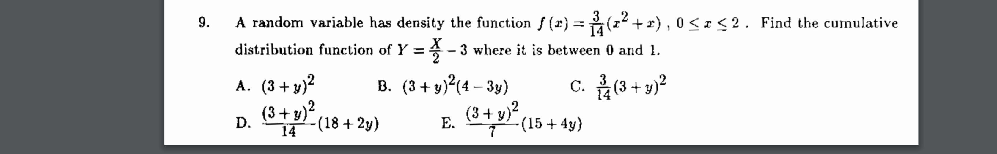 Solved 9. A randomi variable has density the function | (x) | Chegg.com