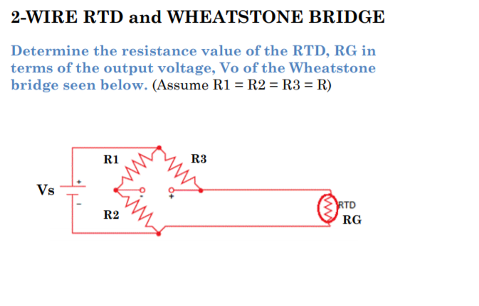Solved 2-WIRE RTD and WHEATSTONE BRIDGE Determine the | Chegg.com