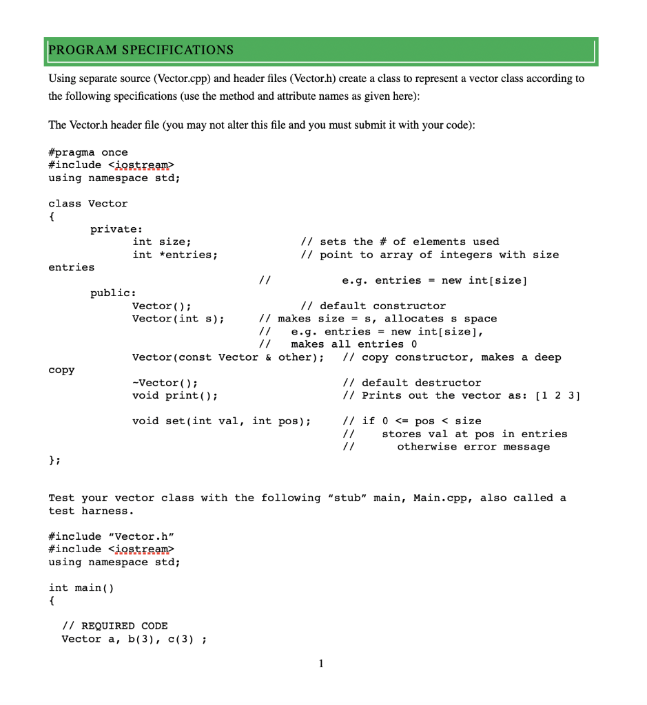 PROGRAM SPECIFICATIONS Using separate source | Chegg.com