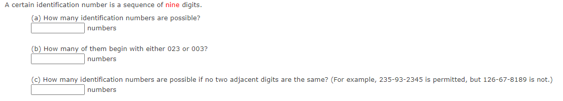 Solved A certain identification number is a sequence of nine | Chegg.com