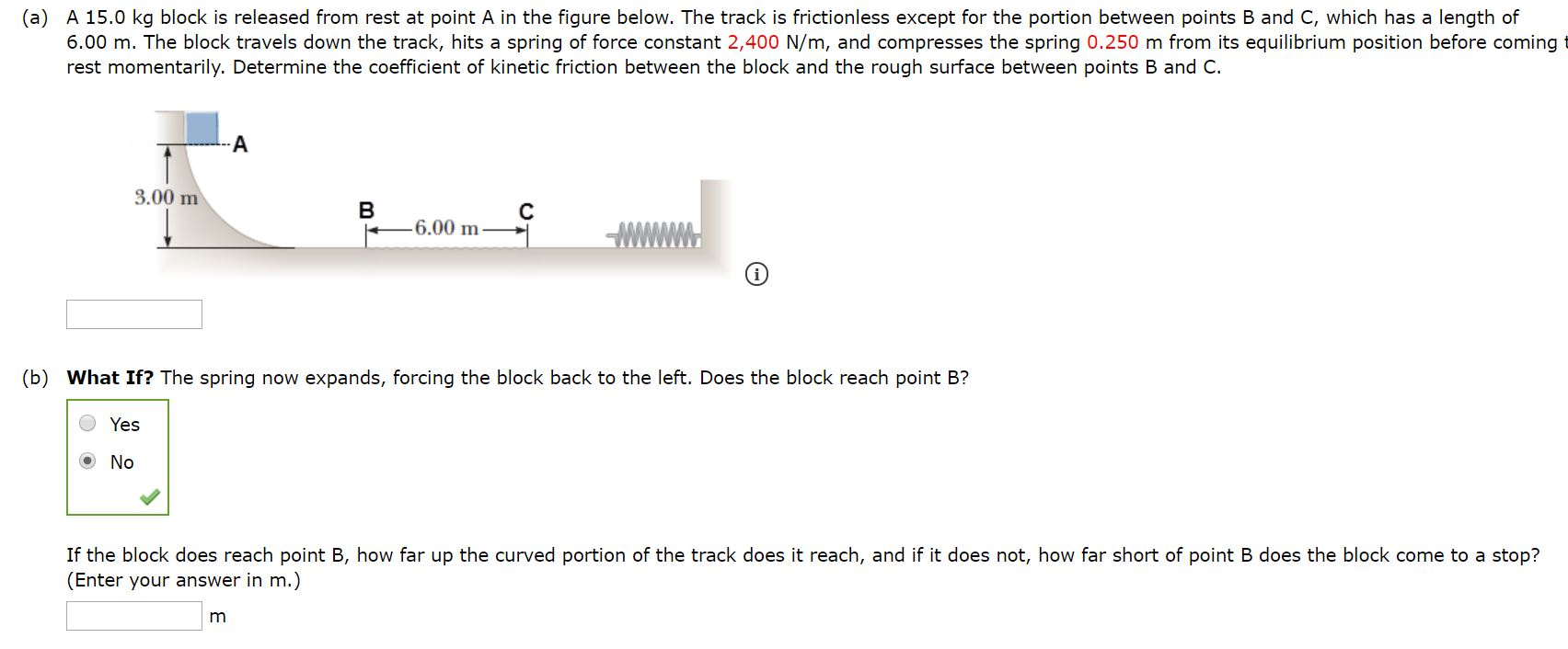 Solved (a) A 15.0 kg block is released from rest at point A | Chegg.com