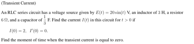 Solved An RLC series circuit has a voltage source given by | Chegg.com