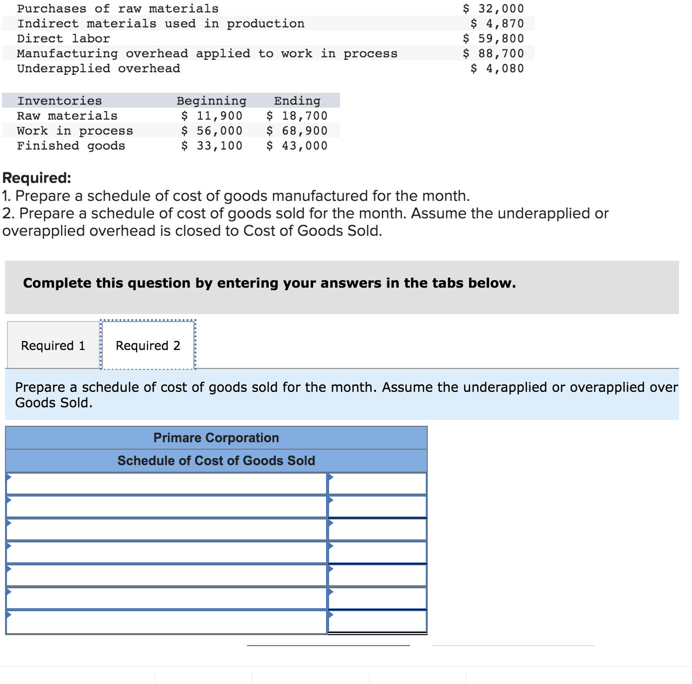 Solved Exercise 3-3 (Algo) Schedules of Cost of Goods | Chegg.com