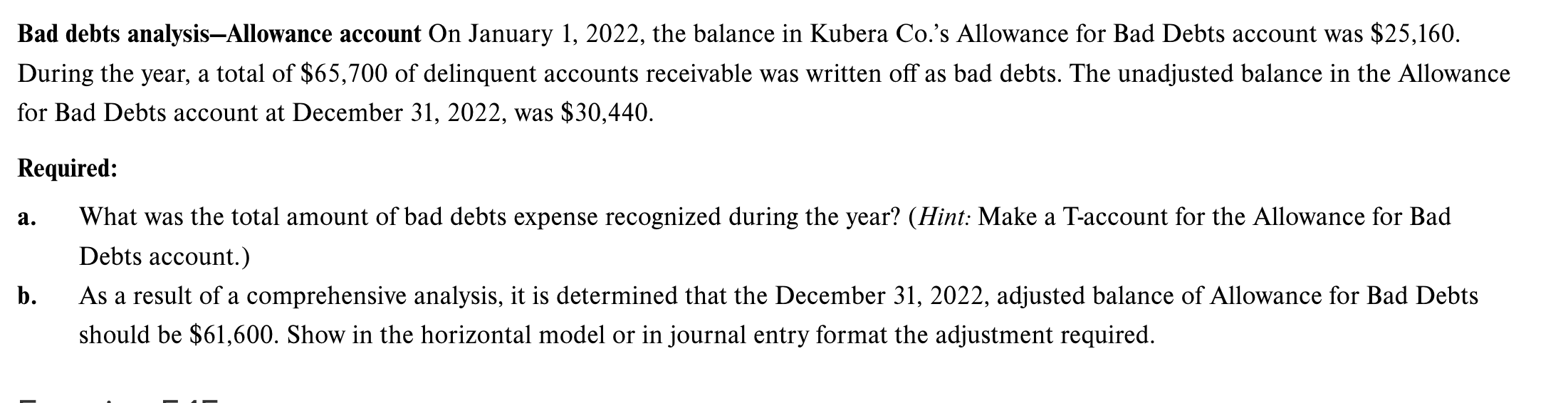 Solved Bad debts analysis-Allowance account On January 1, | Chegg.com