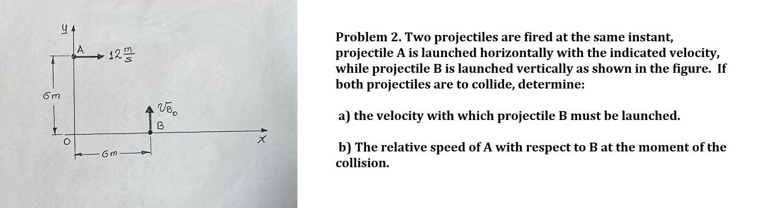 Solved Problem 2. Two projectiles are fired at the same | Chegg.com