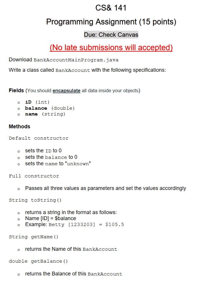 Solved CS& 141 Programming Assignment (15 points) Due: Check | Chegg.com
