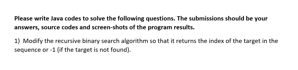 Solved Please write Java codes to solve the following | Chegg.com