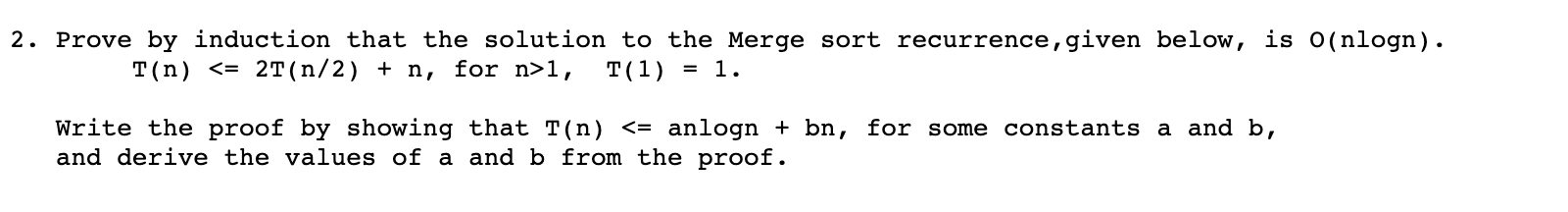 Solved Prove by induction that the solution to the Merge | Chegg.com