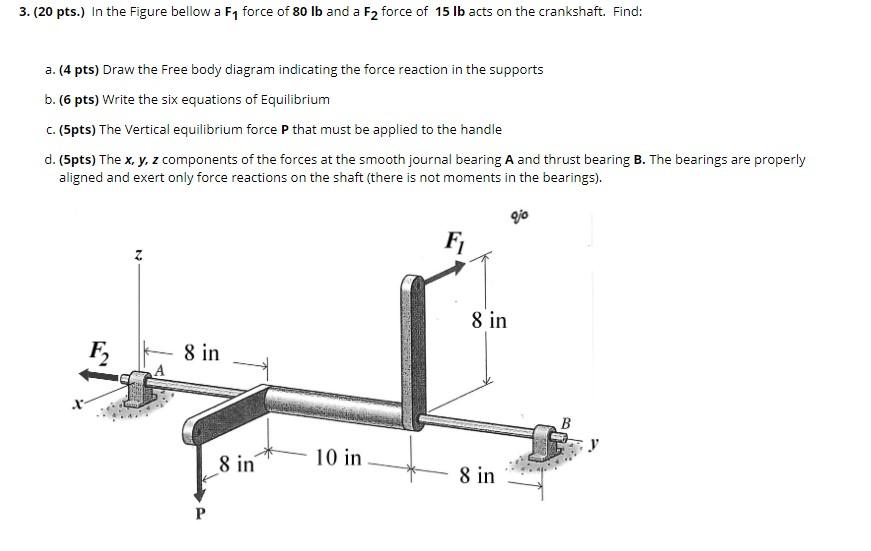 Solved 3. (20 pts.) In the Figure bellow a Fy force of 80 lb | Chegg.com