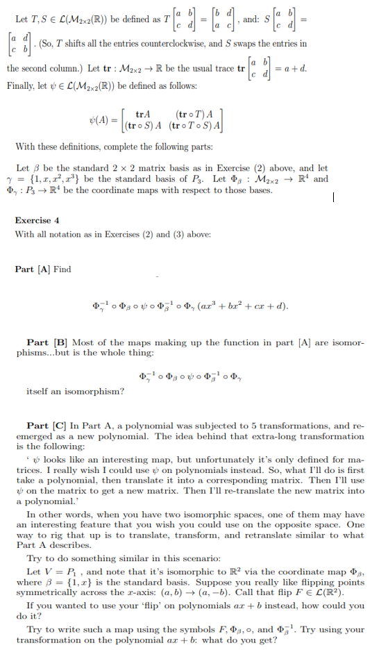 Solved b Let T,SE L(M2x2(R)) be defined as T and: S C C a d | Chegg.com