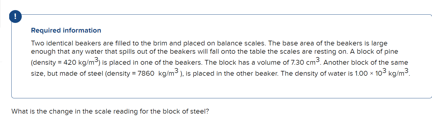 Solved Required information Two identical beakers are filled | Chegg.com