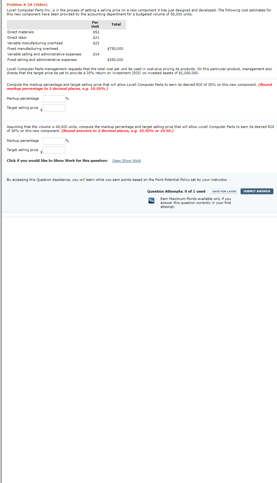 Solved Problem 8-2A (Video) Lovell Computer Parts Inc. is in | Chegg.com