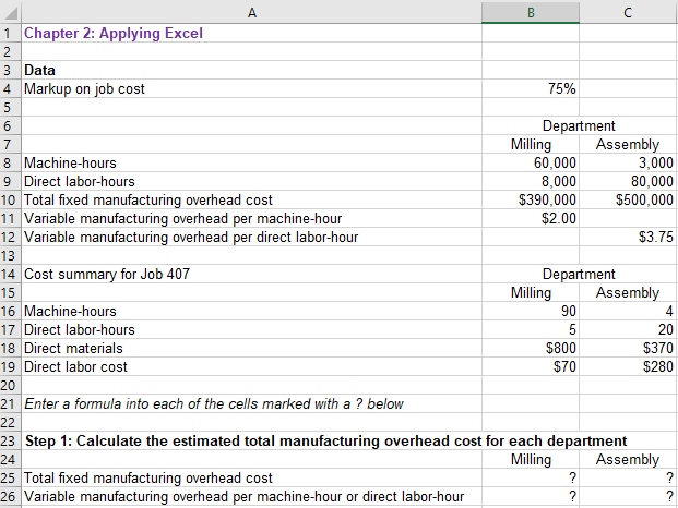 Solved 1 Chapter 2: Applying Excel 3 Data 4 Markup on job | Chegg.com