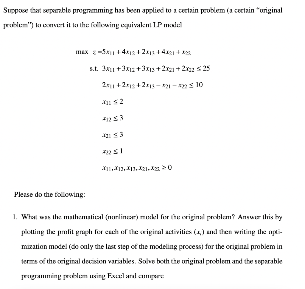 Solved Suppose That Separable Programming Has Been Applied