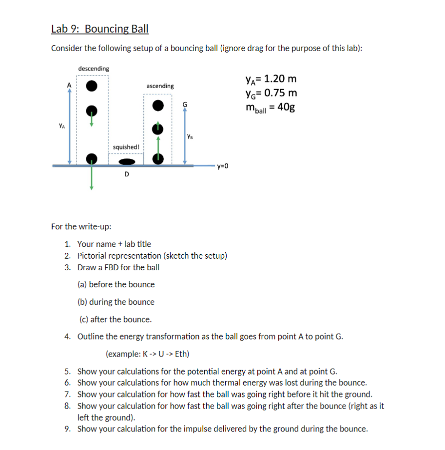 Solved Lab 9: Bouncing Ball : Consider the following setup | Chegg.com