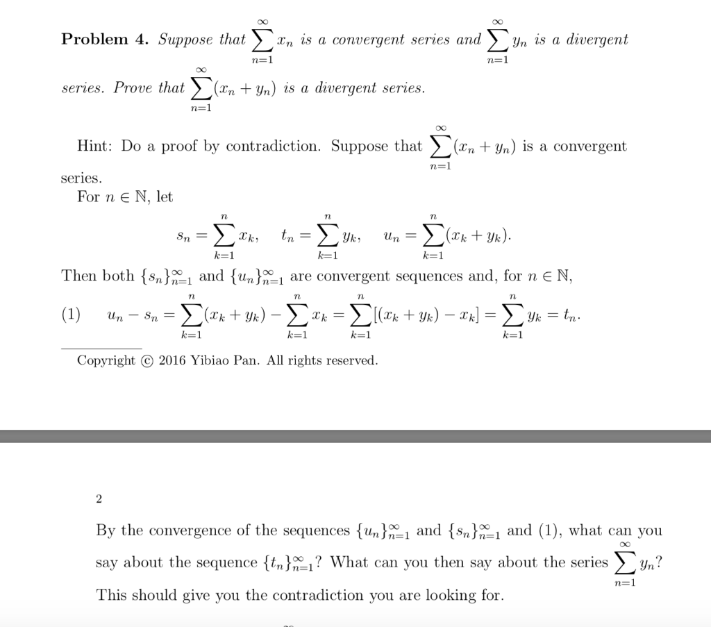 Solved Problem 4. Suppose that 〉 In is a convergent series | Chegg.com