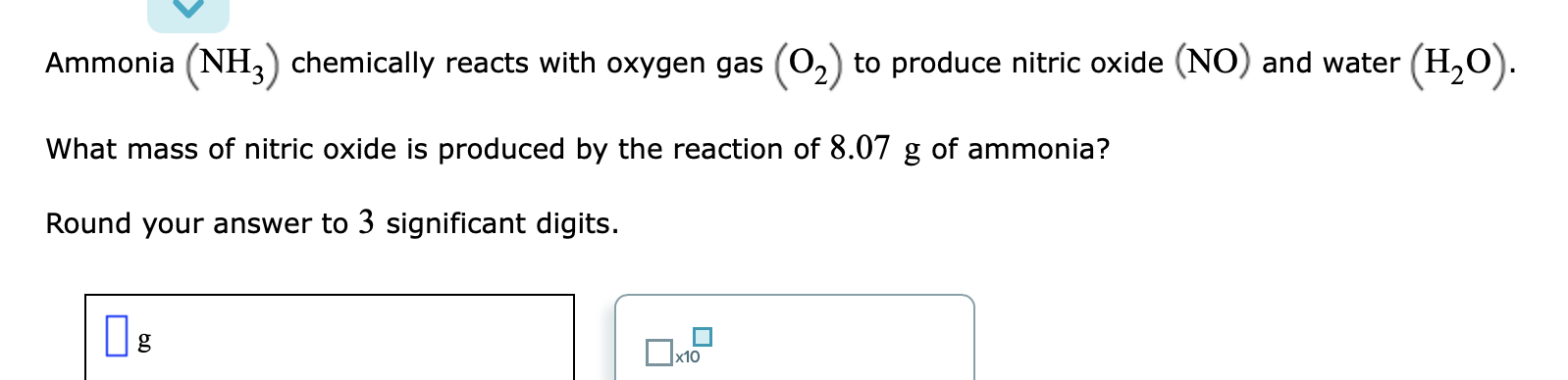 Solved Ammonia (NH3) chemically reacts with oxygen gas (O2) | Chegg.com