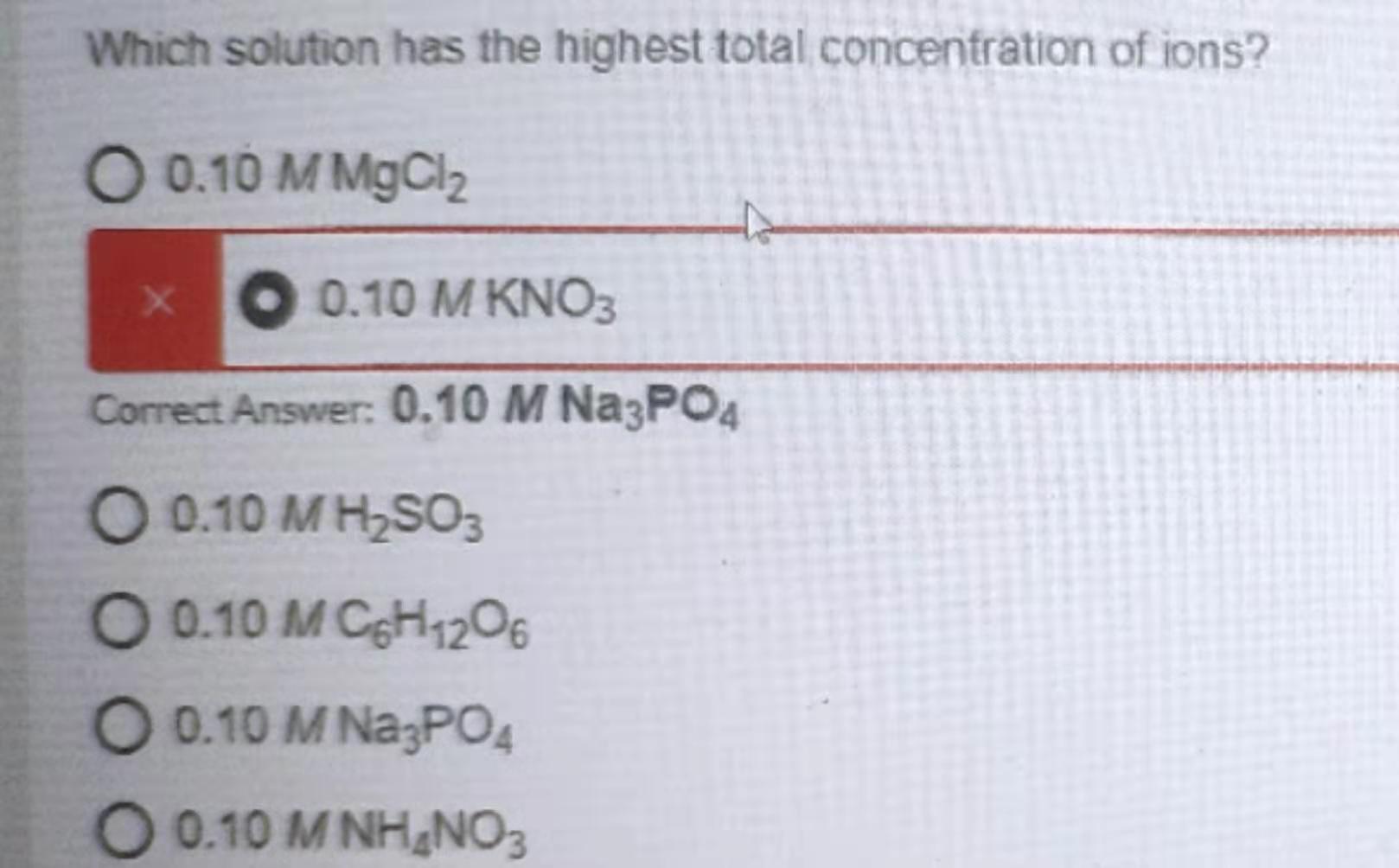 Solved Which solution has the highest total concentration of | Chegg.com