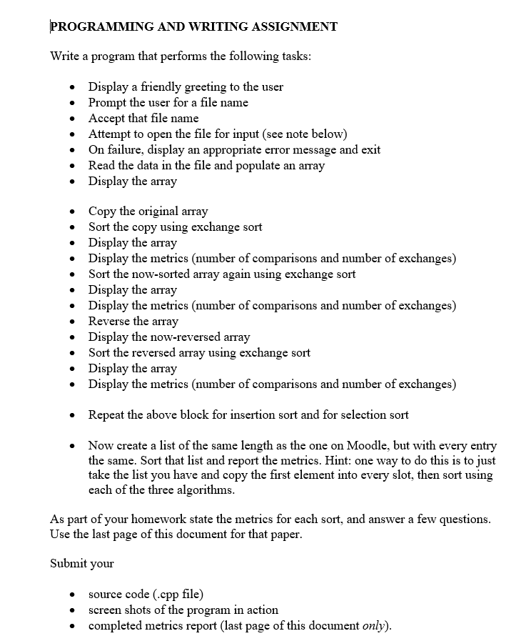 Solved PROGRAMMING AND WRITING ASSIGNMENT Write a program | Chegg.com