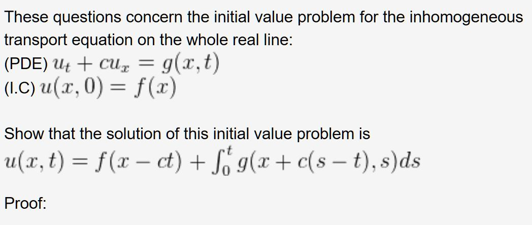 Solved These questions concern the initial value problem for | Chegg.com