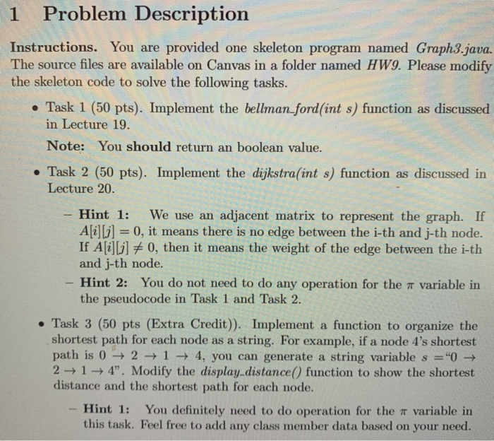 1 Problem Description Instructions. You are provided | Chegg.com
