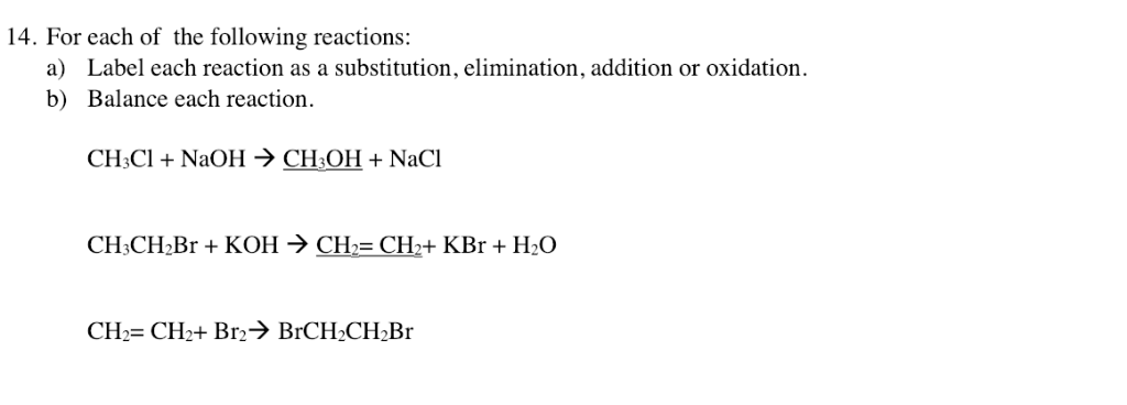 Solved 14. For each of the following reactions a) Label each | Chegg.com