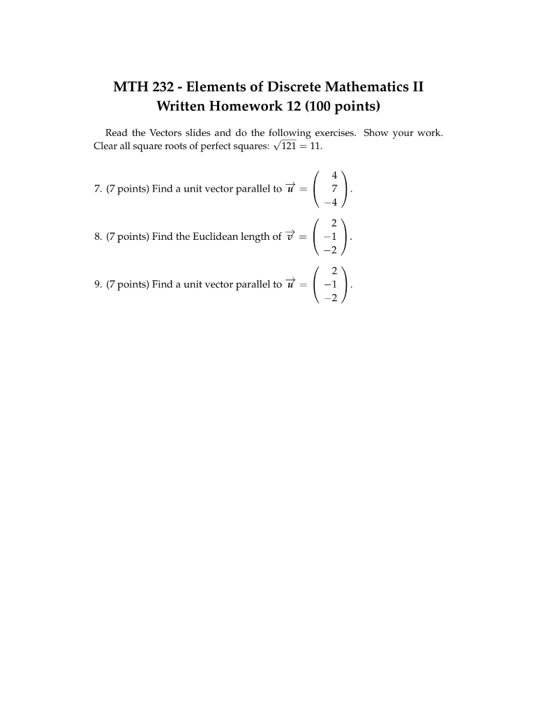 Solved MTH 232 - Elements of Discrete Mathematics II Written | Chegg.com