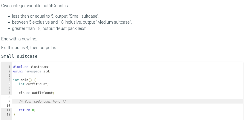 Solved Given Integer Variable Outfitcount Is Less Than Or 5123