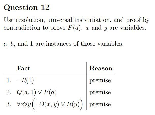 Solved Use resolution, universal instantiation, and proof by | Chegg.com