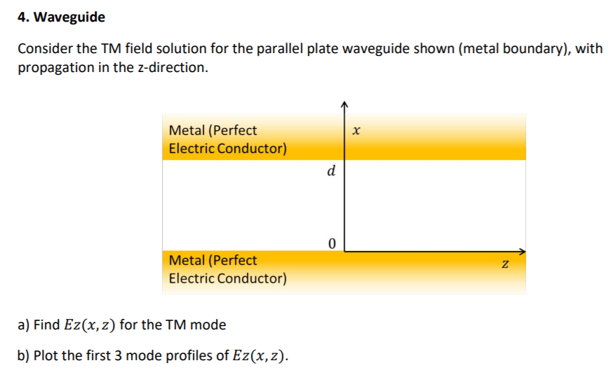 Solved 4. Waveguide Consider the TM field solution for the | Chegg.com