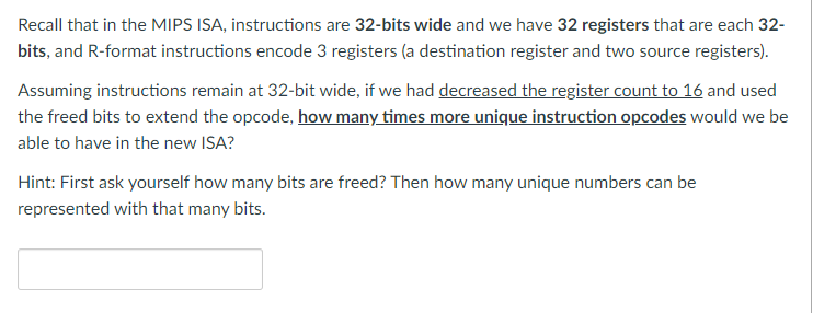 Solved Recall that in the MIPS ISA, instructions are 32 | Chegg.com