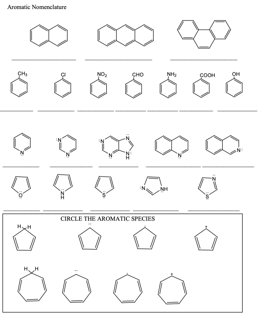 Solved Aromatic Nomenclature CH3 NO2 CHO NH2 COOH OH 'N NH | Chegg.com