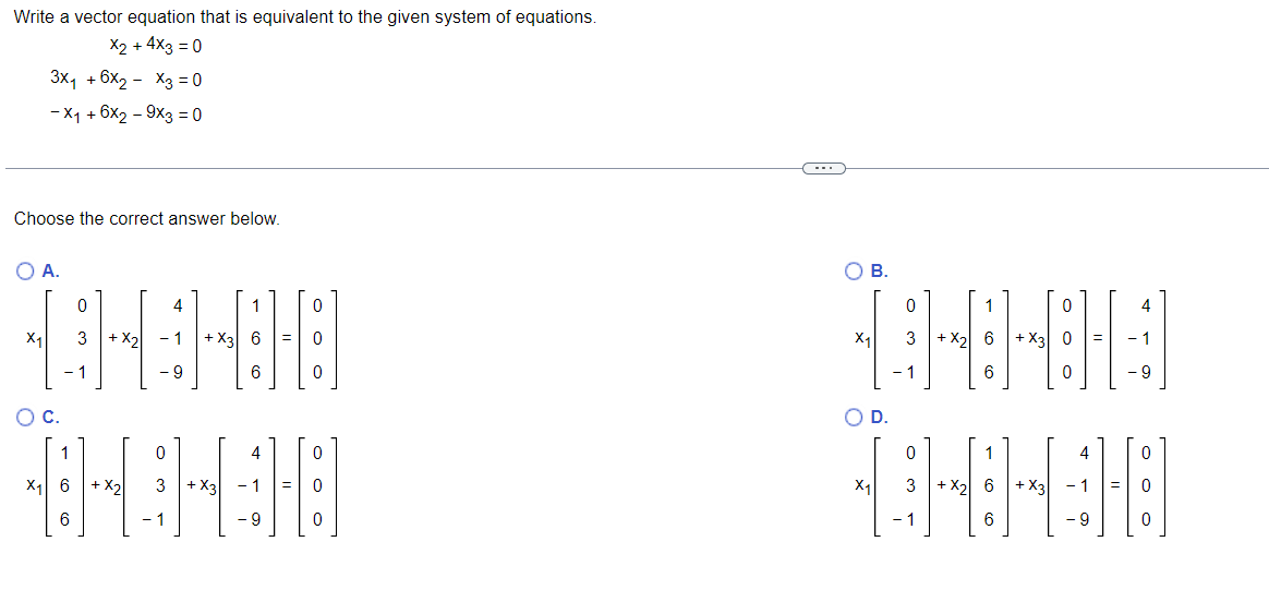 Solved Write a vector equation that is equivalent to the | Chegg.com